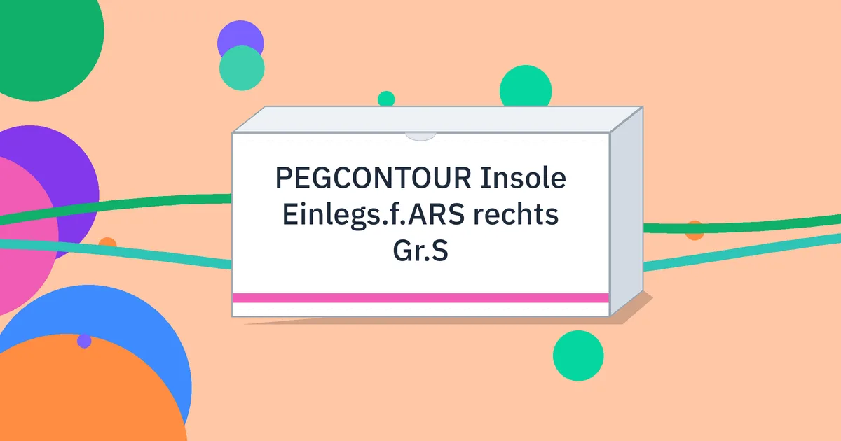 Symbolbild: Packung mit der Aufschrift PEGCONTOUR Insole Einlegs.f.ARS rechts Gr.S (PZN 14255732) – Verfügbarkeit und Bezug in Apotheken in Frankfurt am Main