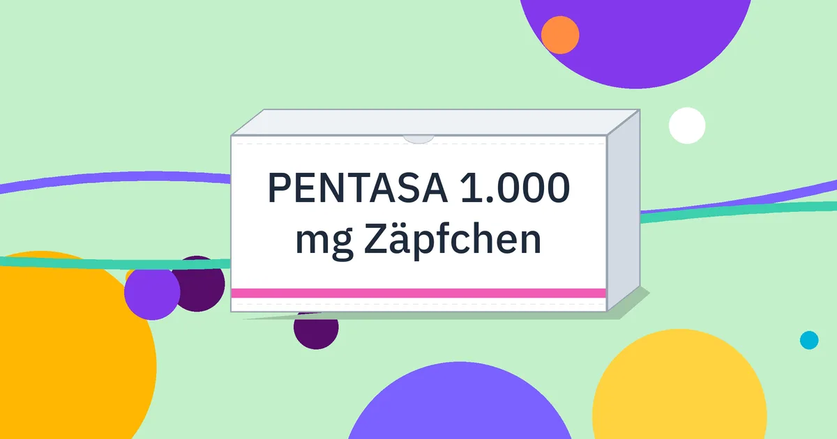 Symbolbild: Packung mit der Aufschrift PENTASA 1.000 mg Zäpfchen (PZN 10020624) – Verfügbarkeit und Bezug in Apotheken in Frankfurt am Main