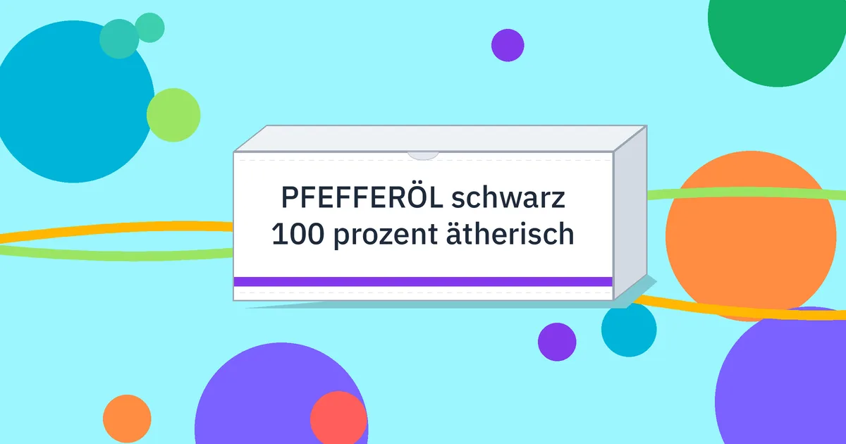 Symbolbild: Packung mit der Aufschrift PFEFFERÖL schwarz 100 prozent ätherisch (PZN 01990938) – Verfügbarkeit und Bezug in Apotheken in Frankfurt am Main
