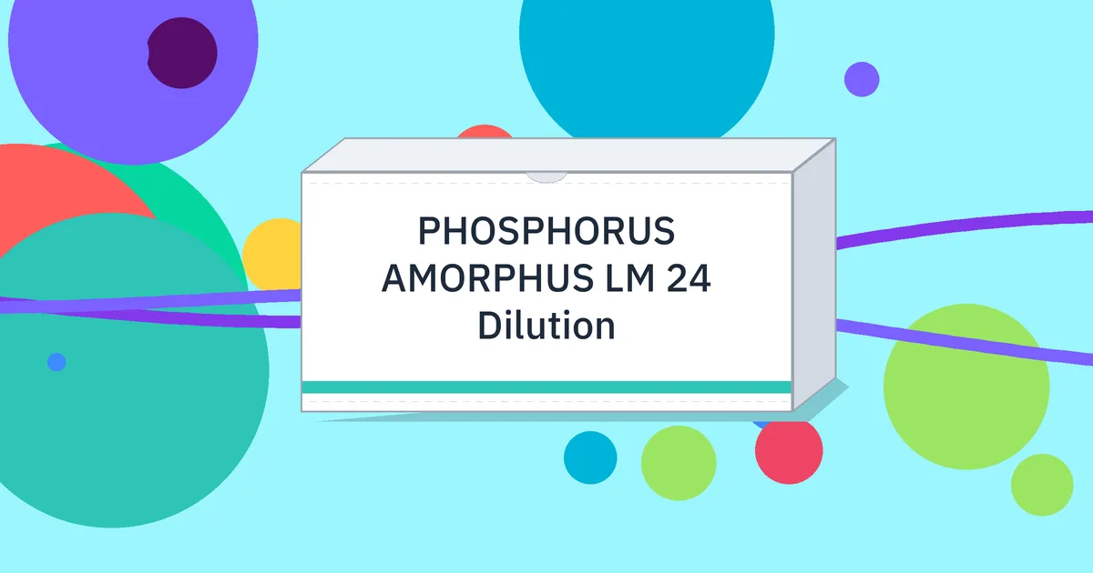 Symbolbild: Packung mit der Aufschrift PHOSPHORUS AMORPHUS LM 24 Dilution (PZN 13034561) – Verfügbarkeit und Bezug in Apotheken in Frankfurt am Main