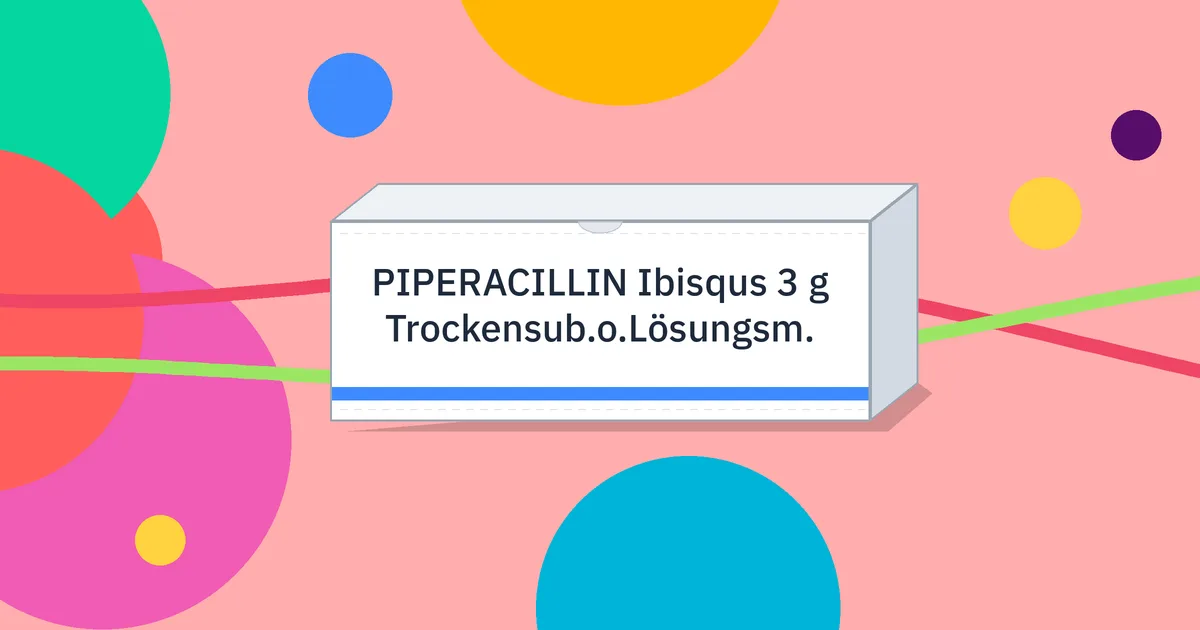 Symbolbild: Packung mit der Aufschrift PIPERACILLIN Ibisqus 3 g Trockensub.o.Lösungsm. (PZN 06721723) – Verfügbarkeit und Bezug in Apotheken in Frankfurt am Main