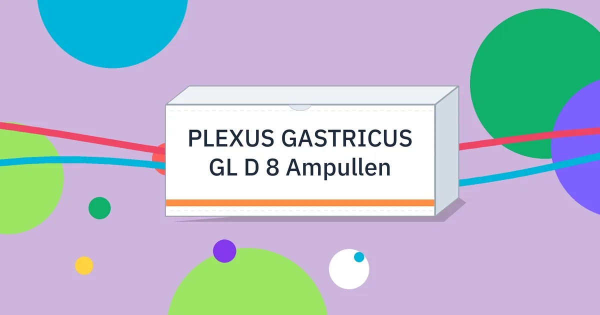 Symbolbild: Packung mit der Aufschrift PLEXUS GASTRICUS GL D 8 Ampullen (PZN 04626883) – Verfügbarkeit und Bezug in Apotheken in Frankfurt am Main
