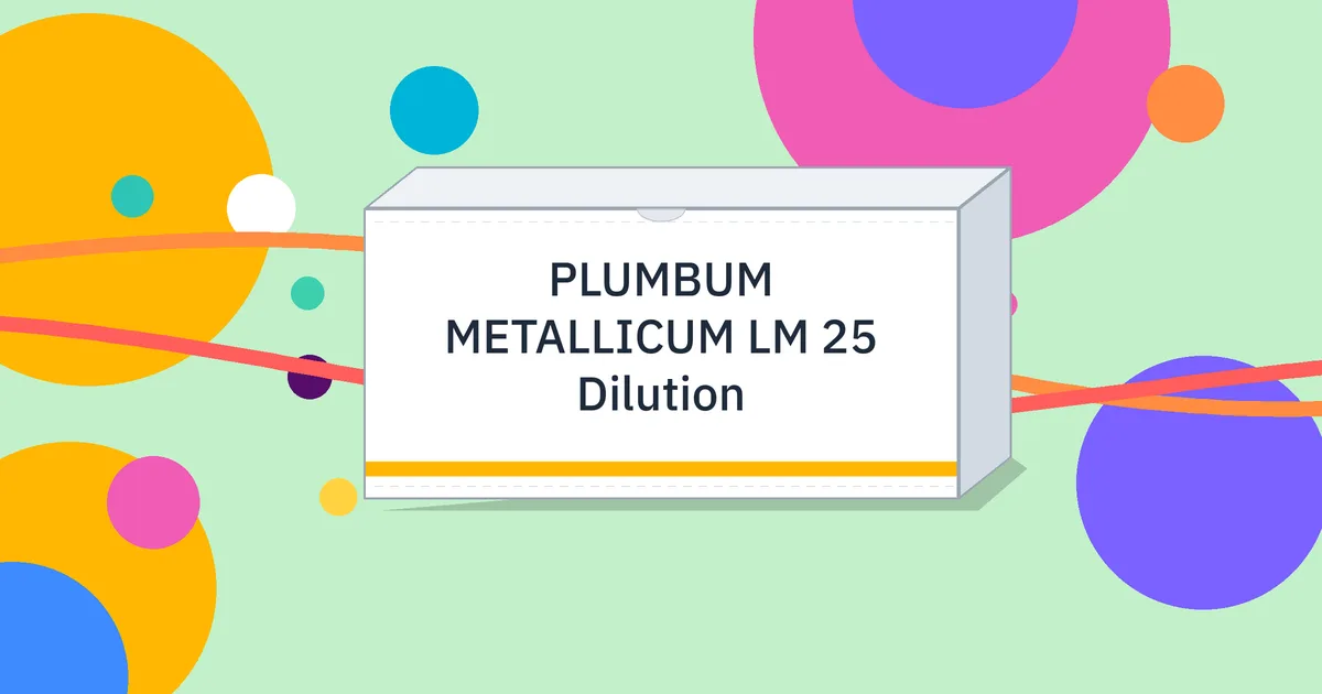 Symbolbild: Packung mit der Aufschrift PLUMBUM METALLICUM LM 25 Dilution (PZN 13041271) – Verfügbarkeit und Bezug in Apotheken in Frankfurt am Main