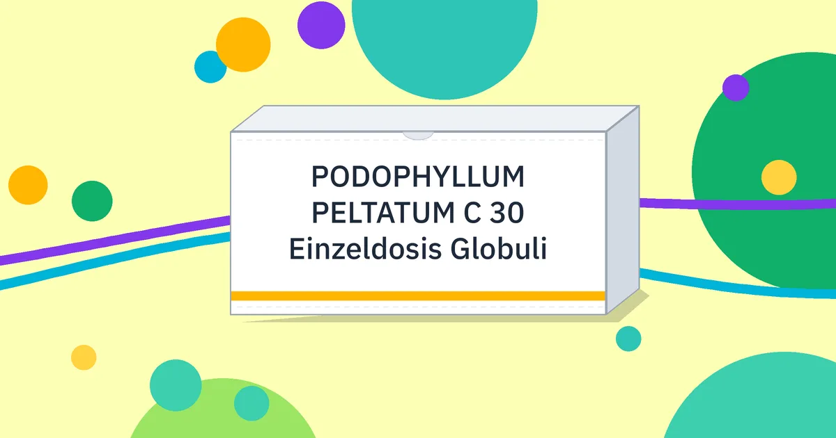 Symbolbild: Packung mit der Aufschrift PODOPHYLLUM PELTATUM C 30 Einzeldosis Globuli (PZN 01542619) – Verfügbarkeit und Bezug in Apotheken in Frankfurt am Main