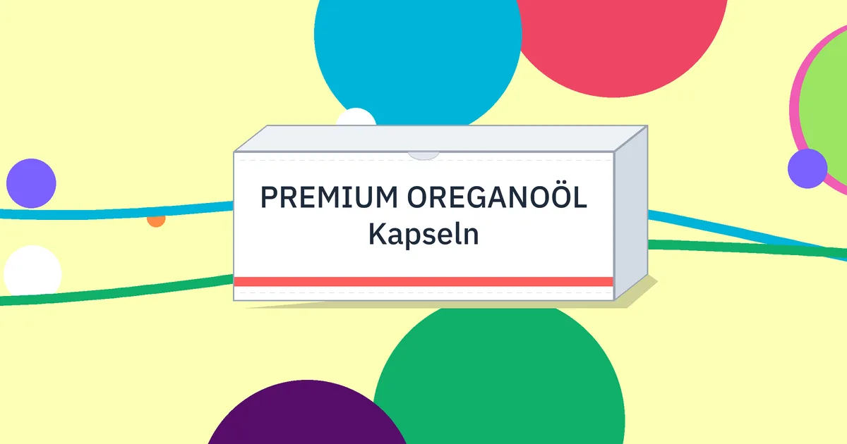 Symbolbild: Packung mit der Aufschrift PREMIUM OREGANOÖL Kapseln (PZN 20583475) – Verfügbarkeit und Bezug in Apotheken in Frankfurt am Main