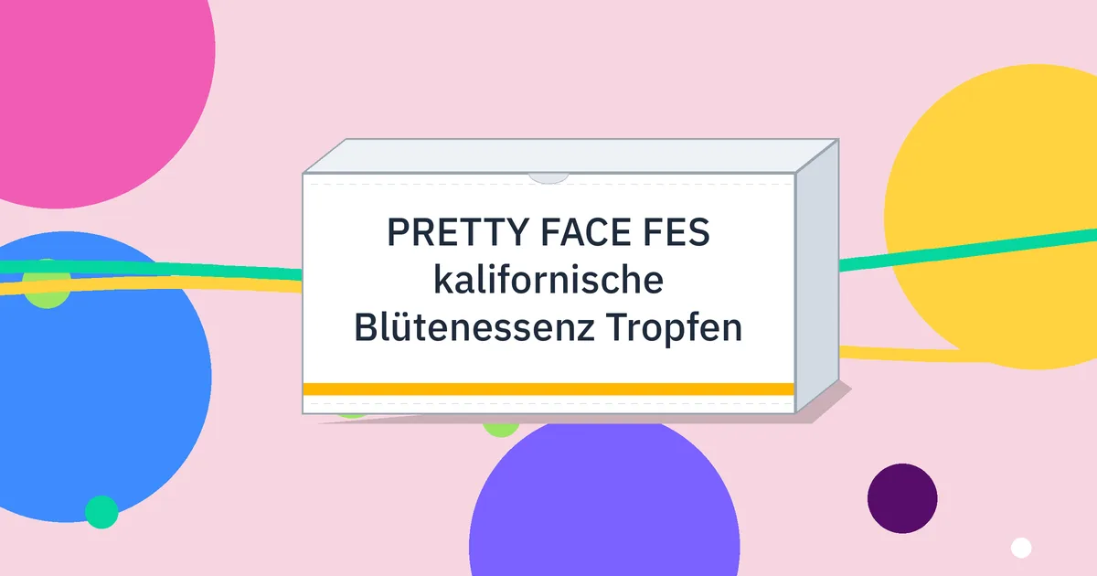 Symbolbild: Packung mit der Aufschrift PRETTY FACE FES kalifornische Blütenessenz Tropfen (PZN 09173765) – Verfügbarkeit und Bezug in Apotheken in Frankfurt am Main