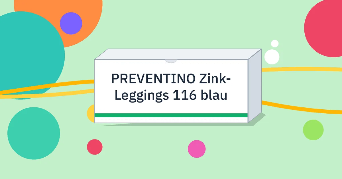 Symbolbild: Packung mit der Aufschrift PREVENTINO Zink-Leggings 116 blau (PZN 12446965) – Verfügbarkeit und Bezug in Apotheken in Frankfurt am Main