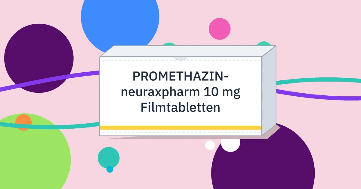 Symbolbild: Packung mit der Aufschrift PROMETHAZIN-neuraxpharm 10 mg Filmtabletten (PZN 03421446) – Verfügbarkeit und Bezug in Apotheken in Frankfurt am Main