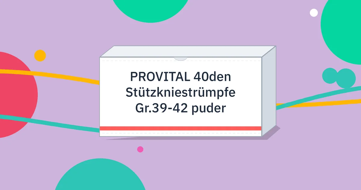 Symbolbild: Packung mit der Aufschrift PROVITAL 40den Stützkniestrümpfe Gr.39-42 puder (PZN 09519749) – Verfügbarkeit und Bezug in Apotheken in Frankfurt am Main