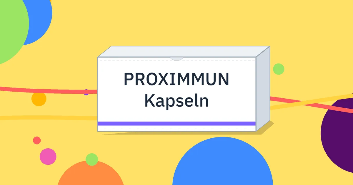 Symbolbild: Packung mit der Aufschrift PROXIMMUN Kapseln (PZN 07518556) – Verfügbarkeit und Bezug in Apotheken in Frankfurt am Main