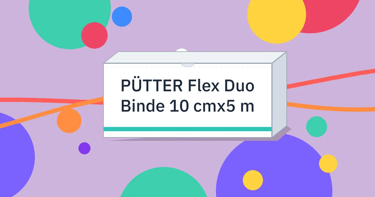 Symbolbild: Packung mit der Aufschrift PÜTTER Flex Duo Binde 10 cmx5 m (PZN 16596093) – Verfügbarkeit und Bezug in Apotheken in Frankfurt am Main
