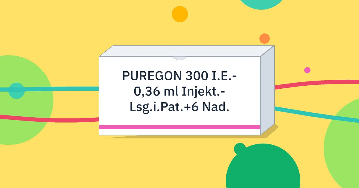 Symbolbild: Packung mit der Aufschrift PUREGON 300 I.E.-0,36 ml Injekt.-Lsg.i.Pat.+6 Nad. (PZN 09615677) – Verfügbarkeit und Bezug in Apotheken in Frankfurt am Main