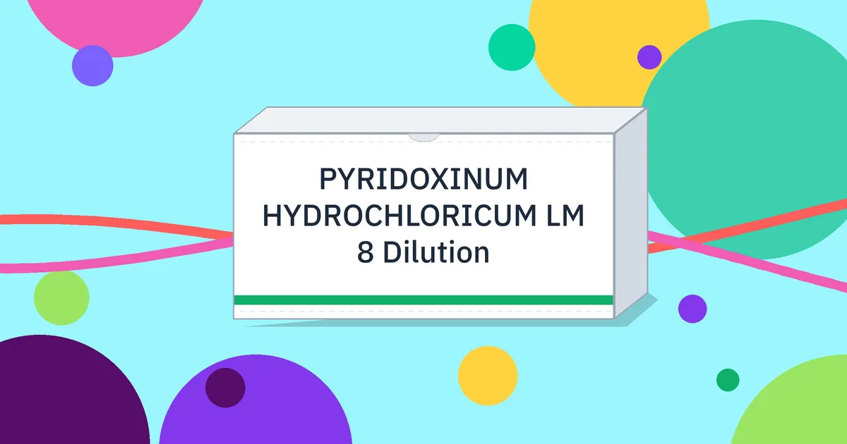 Symbolbild: Packung mit der Aufschrift PYRIDOXINUM HYDROCHLORICUM LM 8 Dilution (PZN 13672209) – Verfügbarkeit und Bezug in Apotheken in Frankfurt am Main