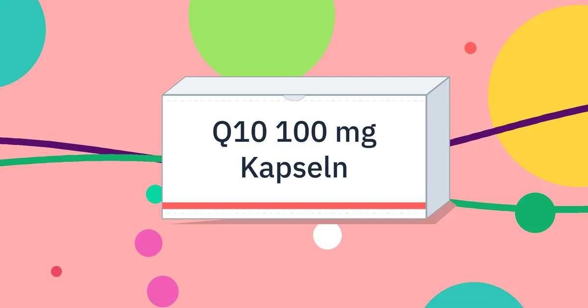 Symbolbild: Packung mit der Aufschrift Q10 100 mg Kapseln (PZN 15576237) – Verfügbarkeit und Bezug in Apotheken in Frankfurt am Main