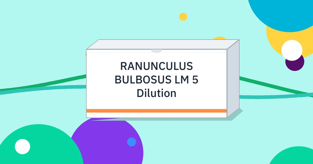 Symbolbild: Packung mit der Aufschrift RANUNCULUS BULBOSUS LM 5 Dilution (PZN 13046191) – Verfügbarkeit und Bezug in Apotheken in Frankfurt am Main
