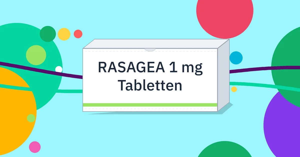 Symbolbild: Packung mit der Aufschrift RASAGEA 1 mg Tabletten (PZN 11130906) – Verfügbarkeit und Bezug in Apotheken in Frankfurt am Main