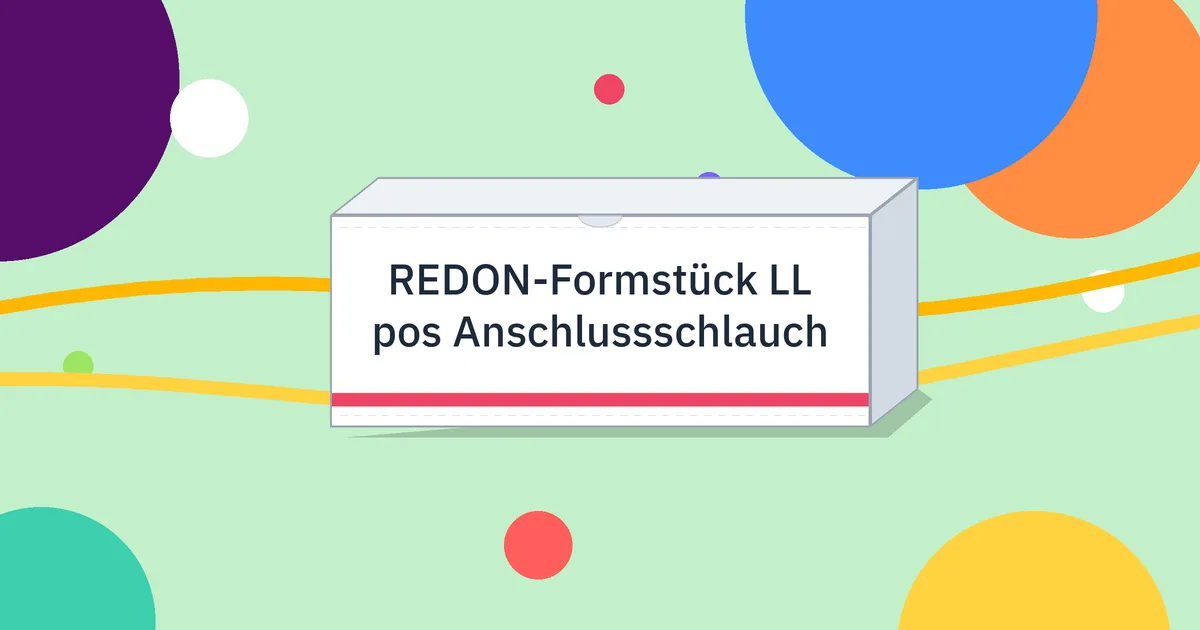 Symbolbild: Packung mit der Aufschrift REDON-Formstück LL pos Anschlussschlauch (PZN 17489181) – Verfügbarkeit und Bezug in Apotheken in Frankfurt am Main