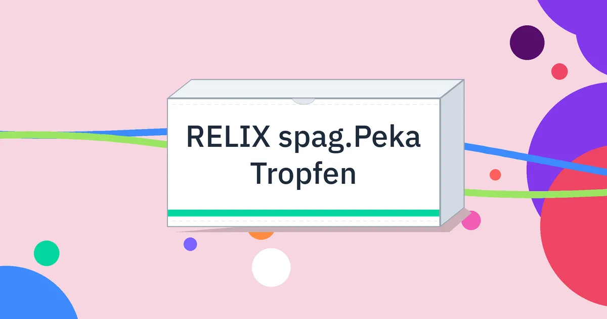 Symbolbild: Packung mit der Aufschrift RELIX spag.Peka Tropfen (PZN 02672413) – Verfügbarkeit und Bezug in Apotheken in Frankfurt am Main