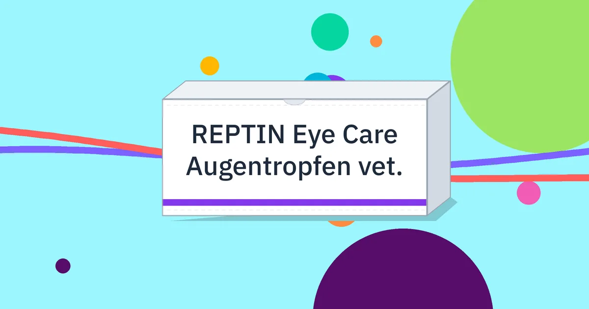 Symbolbild: Packung mit der Aufschrift REPTIN Eye Care Augentropfen vet. (PZN 07381488) – Verfügbarkeit und Bezug in Apotheken in Frankfurt am Main