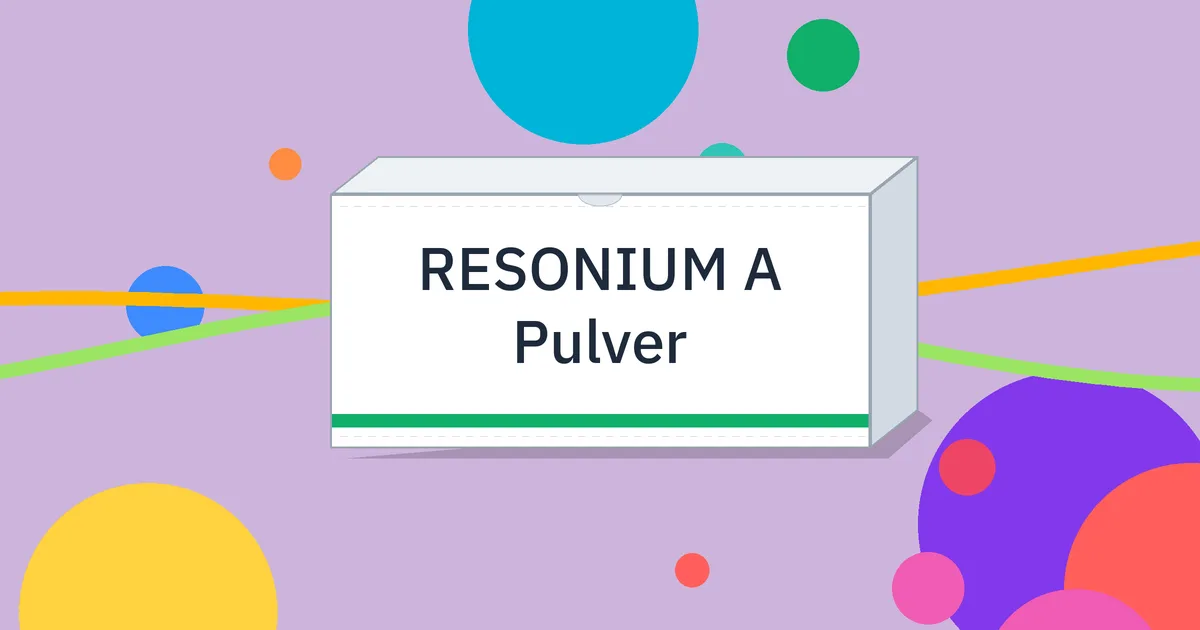 Symbolbild: Packung mit der Aufschrift RESONIUM A Pulver (PZN 14033227) – Verfügbarkeit und Bezug in Apotheken in Frankfurt am Main
