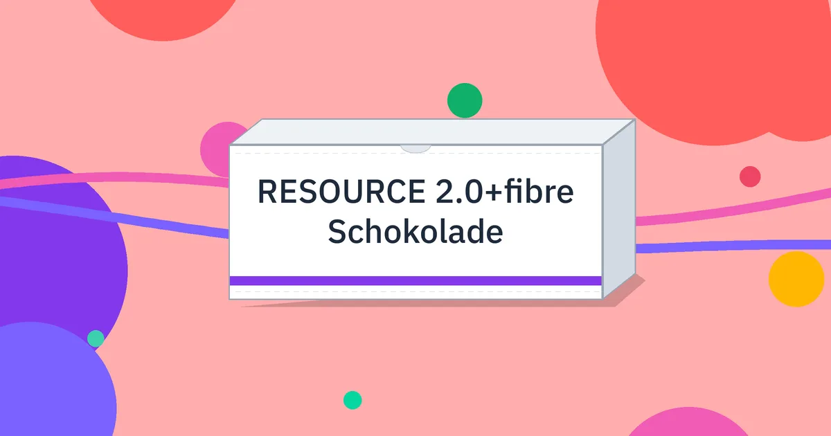 Symbolbild: Packung mit der Aufschrift RESOURCE 2.0+fibre Schokolade (PZN 20042839) – Verfügbarkeit und Bezug in Apotheken in Frankfurt am Main