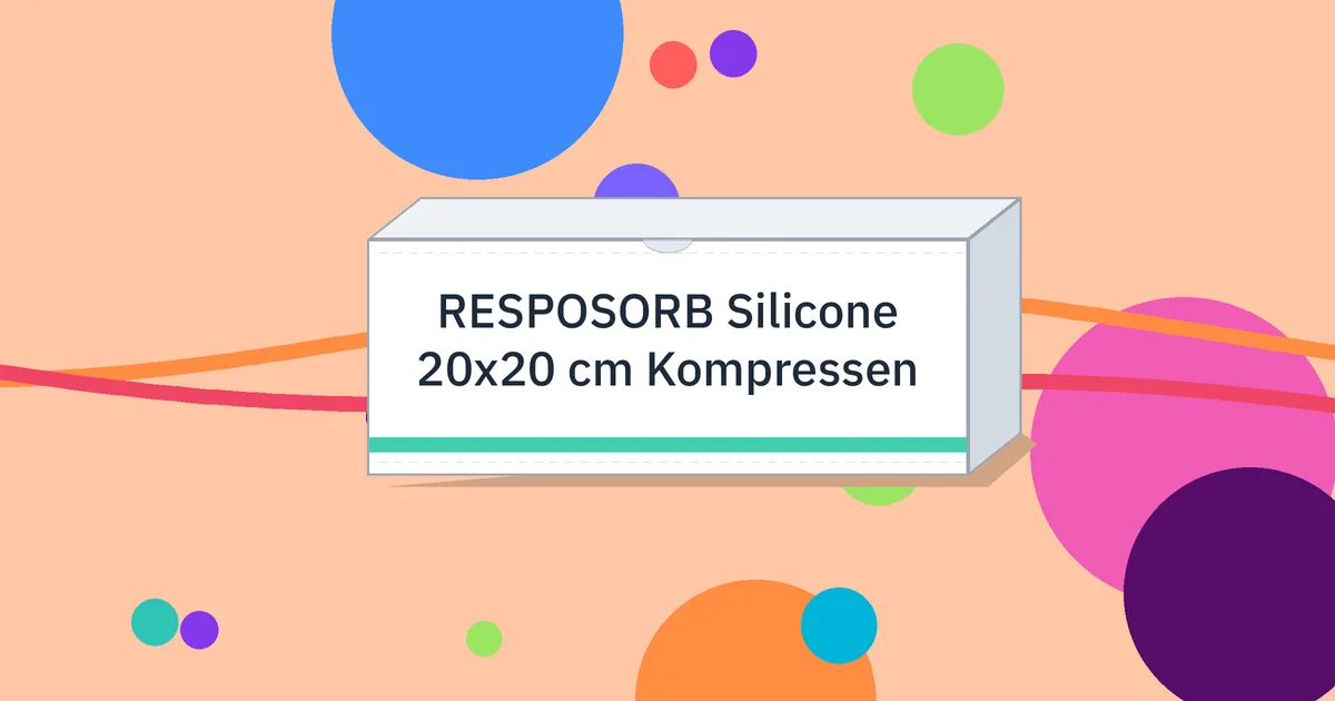 Symbolbild: Packung mit der Aufschrift RESPOSORB Silicone 20x20 cm Kompressen (PZN 20717958) – Verfügbarkeit und Bezug in Apotheken in Frankfurt am Main