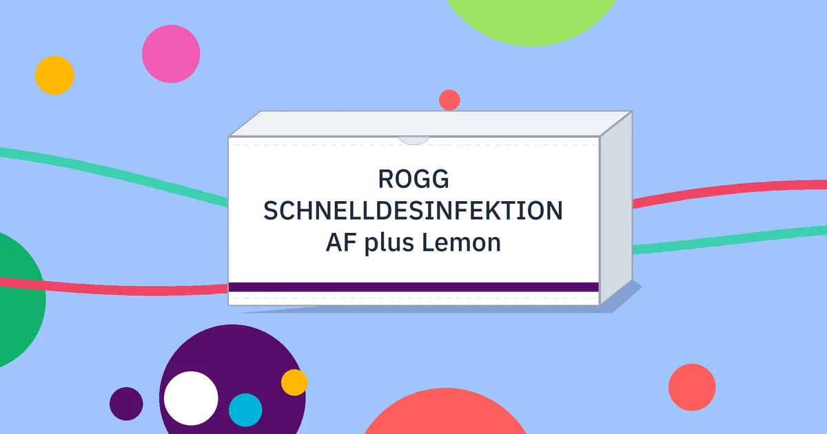 Symbolbild: Packung mit der Aufschrift ROGG SCHNELLDESINFEKTION AF plus Lemon (PZN 17600856) – Verfügbarkeit und Bezug in Apotheken in Frankfurt am Main