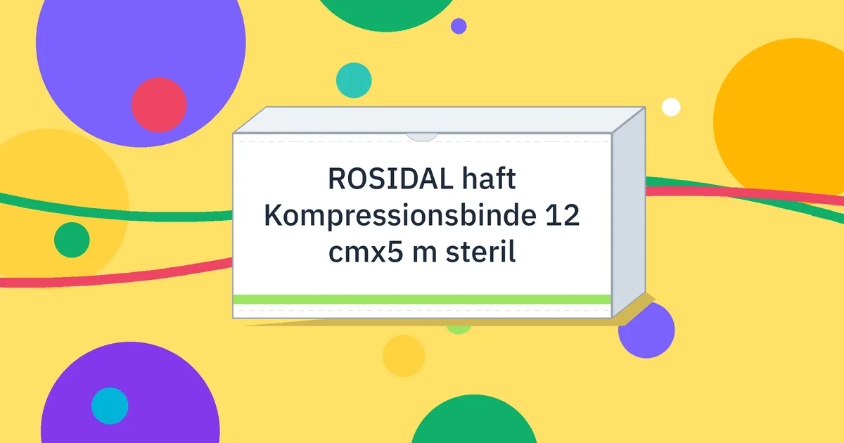 Symbolbild: Packung mit der Aufschrift ROSIDAL haft Kompressionsbinde 12 cmx5 m steril (PZN 10111456) – Verfügbarkeit und Bezug in Apotheken in Frankfurt am Main