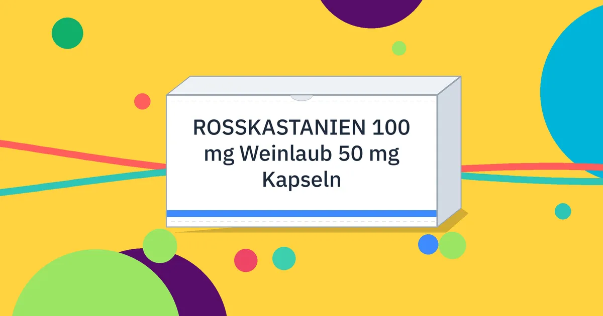 Symbolbild: Packung mit der Aufschrift ROSSKASTANIEN 100 mg Weinlaub 50 mg Kapseln (PZN 11008447) – Verfügbarkeit und Bezug in Apotheken in Frankfurt am Main