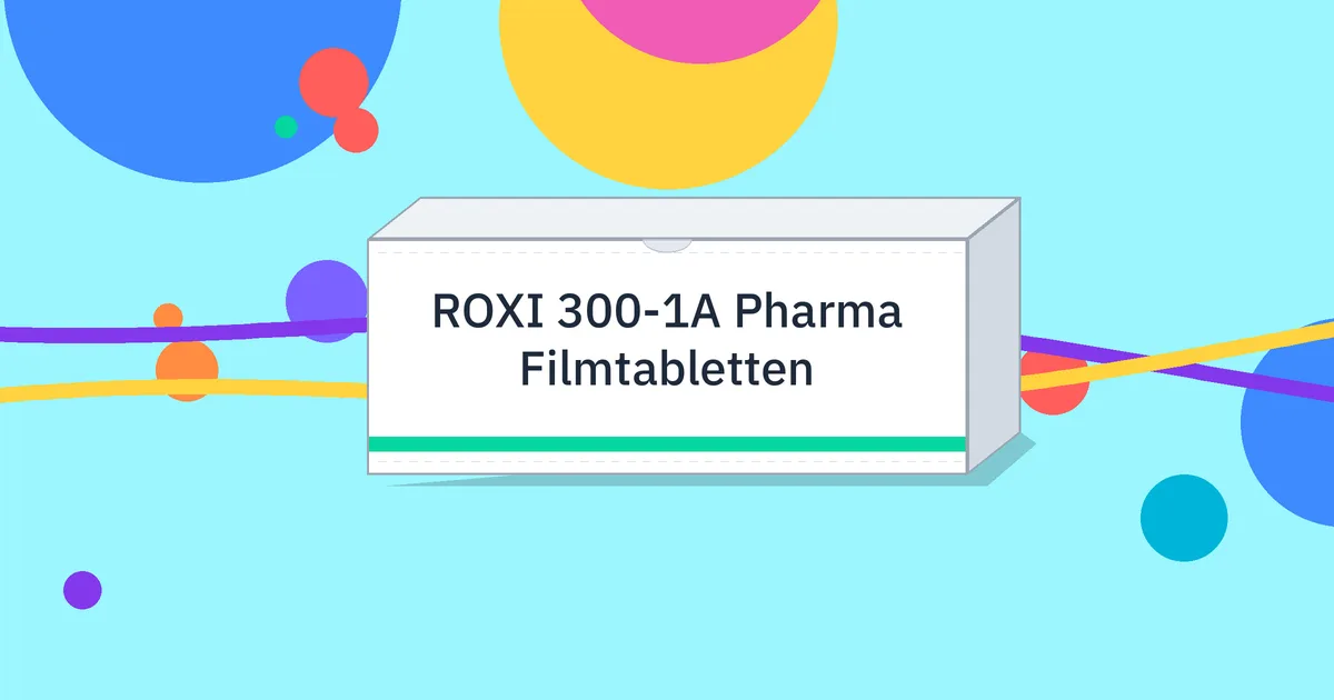 Symbolbild: Packung mit der Aufschrift ROXI 300-1A Pharma Filmtabletten (PZN 02197484) – Verfügbarkeit und Bezug in Apotheken in Frankfurt am Main