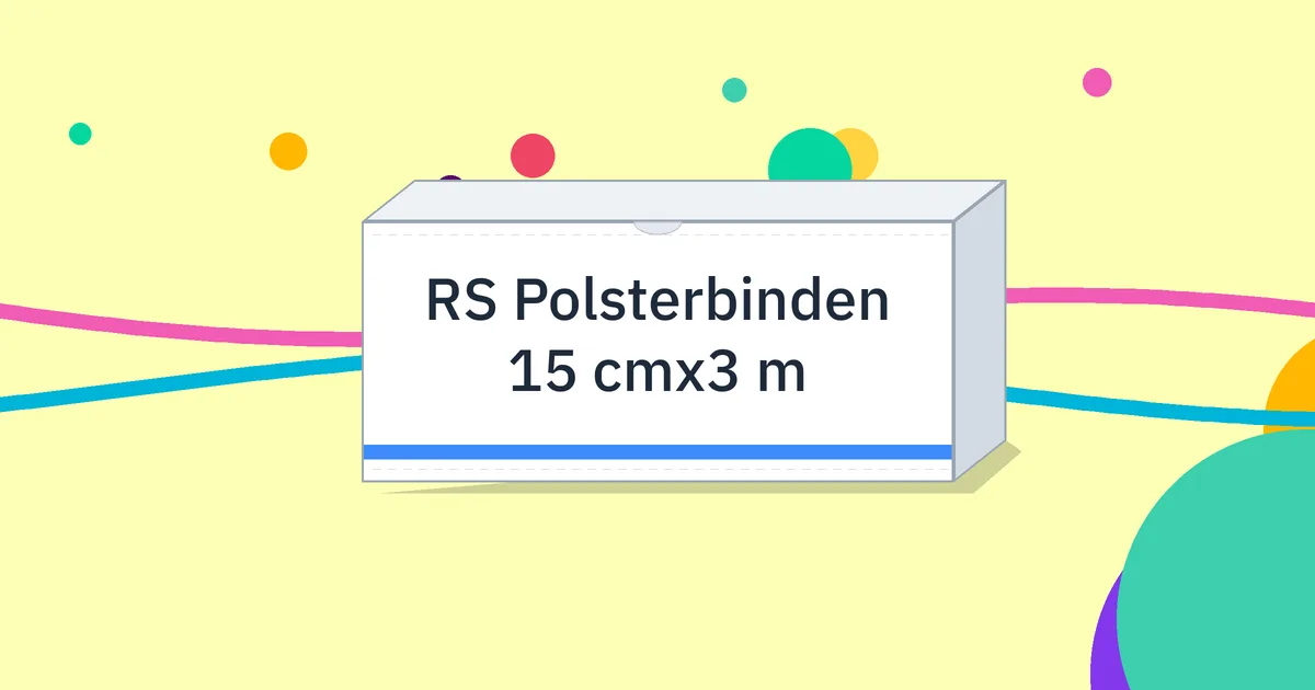 Symbolbild: Packung mit der Aufschrift RS Polsterbinden 15 cmx3 m (PZN 01134139) – Verfügbarkeit und Bezug in Apotheken in Frankfurt am Main