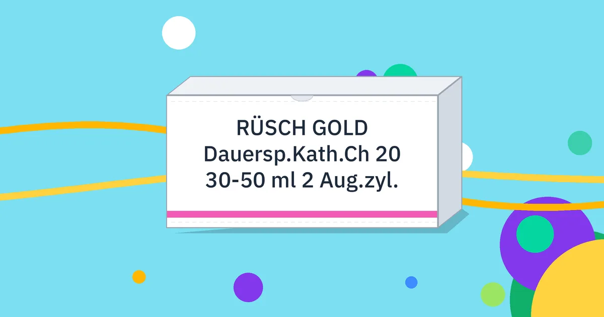 Symbolbild: Packung mit der Aufschrift RÜSCH GOLD Dauersp.Kath.Ch 20 30-50 ml 2 Aug.zyl. (PZN 06186709) – Verfügbarkeit und Bezug in Apotheken in Frankfurt am Main