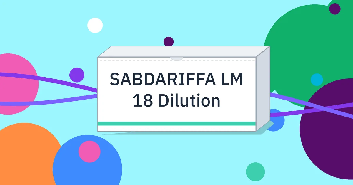 Symbolbild: Packung mit der Aufschrift SABDARIFFA LM 18 Dilution (PZN 13175497) – Verfügbarkeit und Bezug in Apotheken in Frankfurt am Main