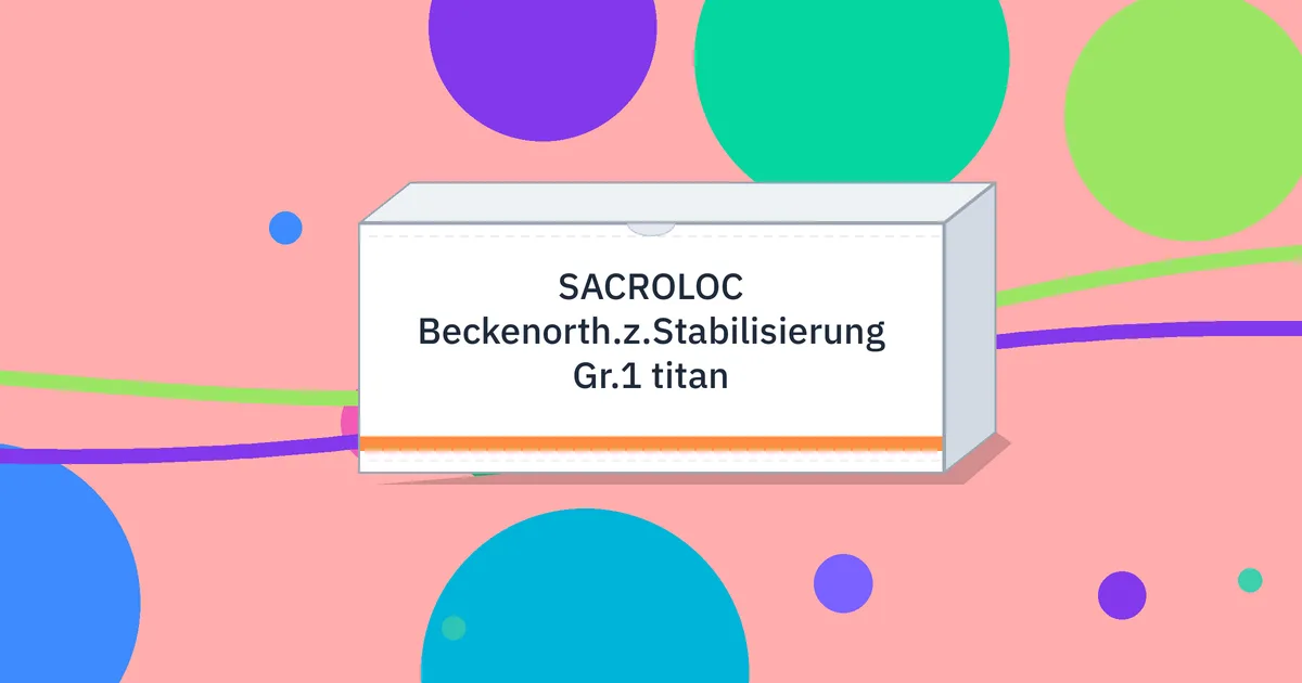 Symbolbild: Packung mit der Aufschrift SACROLOC Beckenorth.z.Stabilisierung Gr.1 titan (PZN 06115336) – Verfügbarkeit und Bezug in Apotheken in Frankfurt am Main