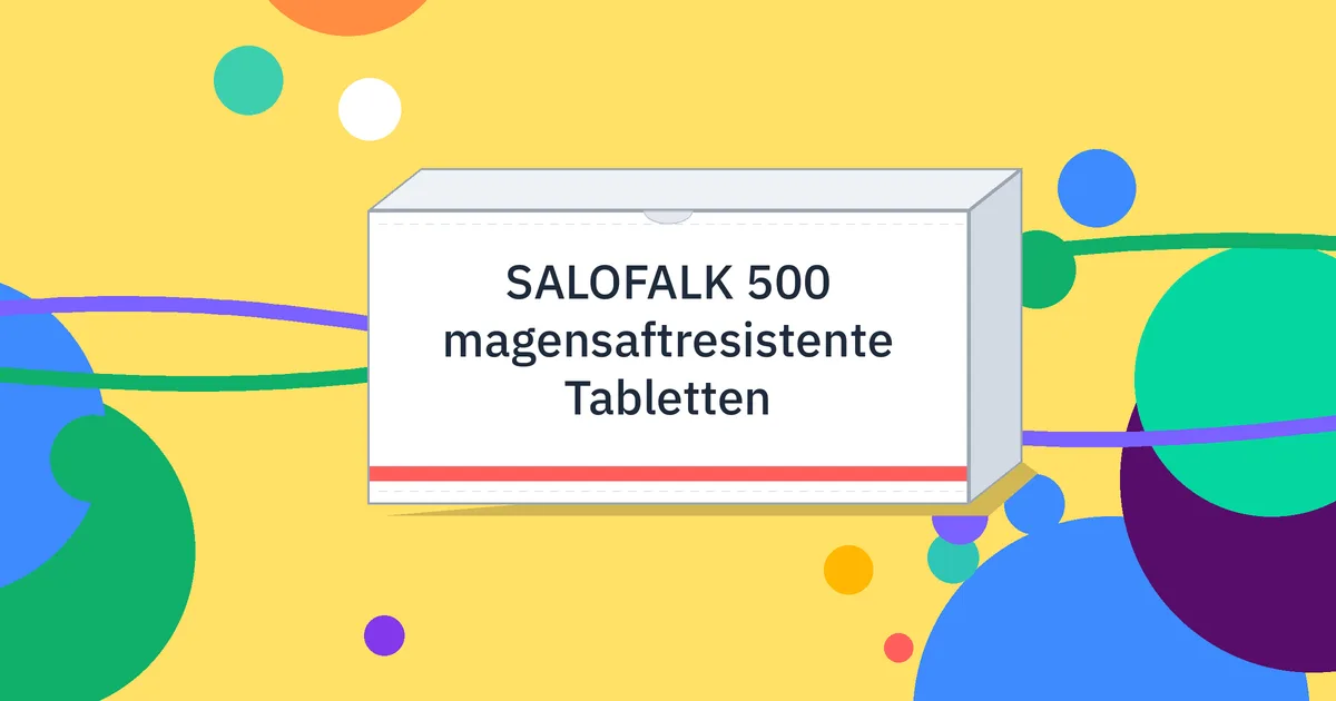 Symbolbild: Packung mit der Aufschrift SALOFALK 500 magensaftresistente Tabletten (PZN 07371656) – Verfügbarkeit und Bezug in Apotheken in Frankfurt am Main