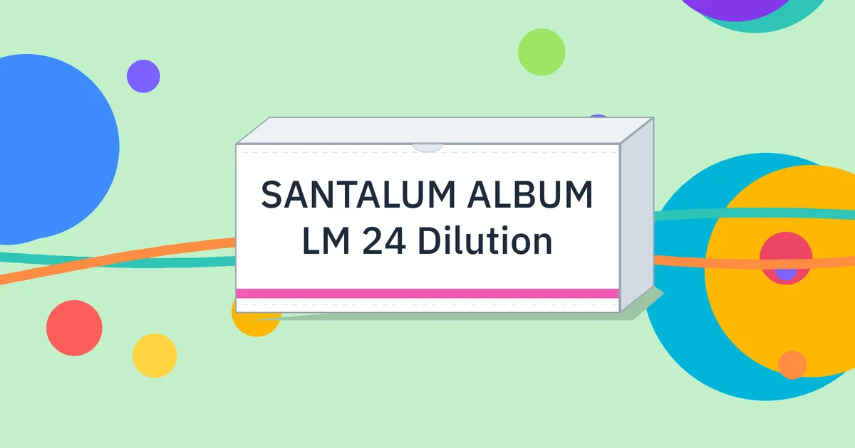 Symbolbild: Packung mit der Aufschrift SANTALUM ALBUM LM 24 Dilution (PZN 13684721) – Verfügbarkeit und Bezug in Apotheken in Frankfurt am Main
