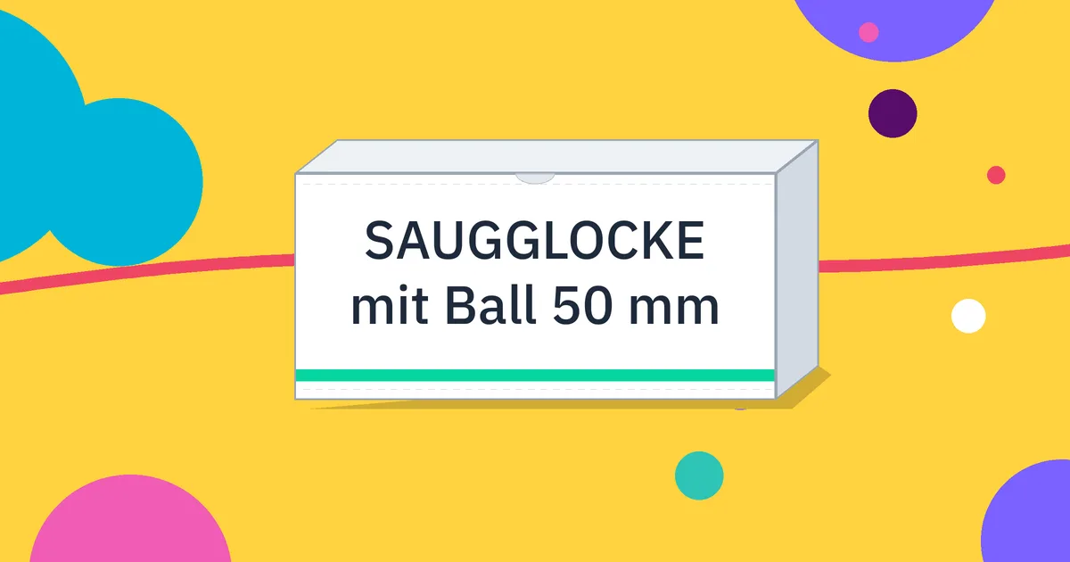 Symbolbild: Packung mit der Aufschrift SAUGGLOCKE mit Ball 50 mm (PZN 01046352) – Verfügbarkeit und Bezug in Apotheken in Frankfurt am Main