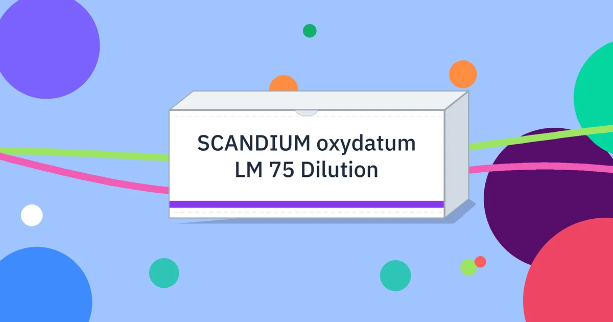 Symbolbild: Packung mit der Aufschrift SCANDIUM oxydatum LM 75 Dilution (PZN 13183829) – Verfügbarkeit und Bezug in Apotheken in Frankfurt am Main