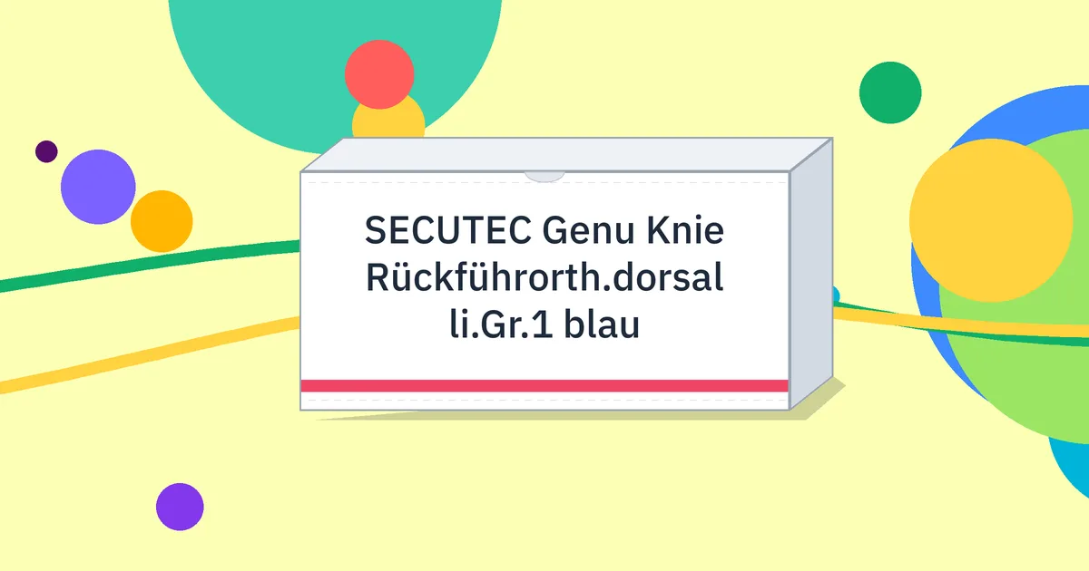 Symbolbild: Packung mit der Aufschrift SECUTEC Genu Knie Rückführorth.dorsal li.Gr.1 blau (PZN 17411291) – Verfügbarkeit und Bezug in Apotheken in Frankfurt am Main