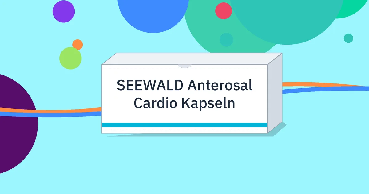 Symbolbild: Packung mit der Aufschrift SEEWALD Anterosal Cardio Kapseln (PZN 19816141) – Verfügbarkeit und Bezug in Apotheken in Frankfurt am Main