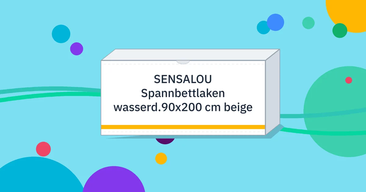 Symbolbild: Packung mit der Aufschrift SENSALOU Spannbettlaken wasserd.90x200 cm beige (PZN 20738707) – Verfügbarkeit und Bezug in Apotheken in Frankfurt am Main