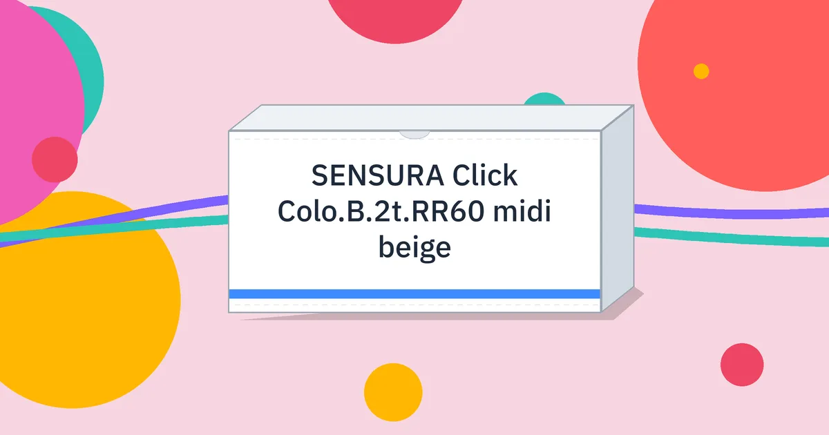 Symbolbild: Packung mit der Aufschrift SENSURA Click Colo.B.2t.RR60 midi beige (PZN 03038032) – Verfügbarkeit und Bezug in Apotheken in Frankfurt am Main
