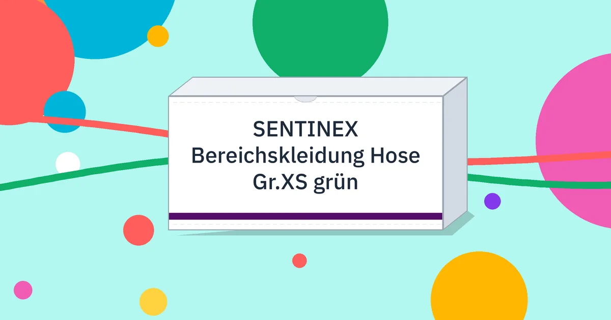 Symbolbild: Packung mit der Aufschrift SENTINEX Bereichskleidung Hose Gr.XS grün (PZN 09732733) – Verfügbarkeit und Bezug in Apotheken in Frankfurt am Main