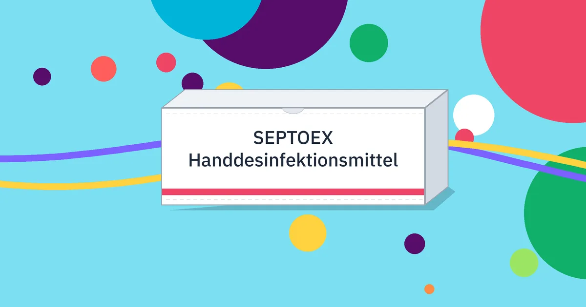 Symbolbild: Packung mit der Aufschrift SEPTOEX Handdesinfektionsmittel (PZN 16665434) – Verfügbarkeit und Bezug in Apotheken in Frankfurt am Main
