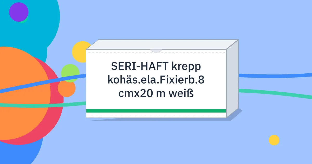 Symbolbild: Packung mit der Aufschrift SERI-HAFT krepp kohäs.ela.Fixierb.8 cmx20 m weiß (PZN 14381738) – Verfügbarkeit und Bezug in Apotheken in Frankfurt am Main