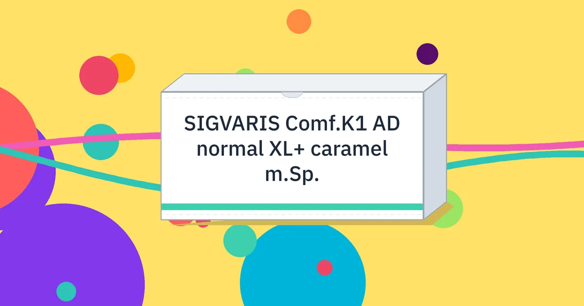 Symbolbild: Packung mit der Aufschrift SIGVARIS Comf.K1 AD normal XL+ caramel m.Sp. (PZN 17093431) – Verfügbarkeit und Bezug in Apotheken in Frankfurt am Main