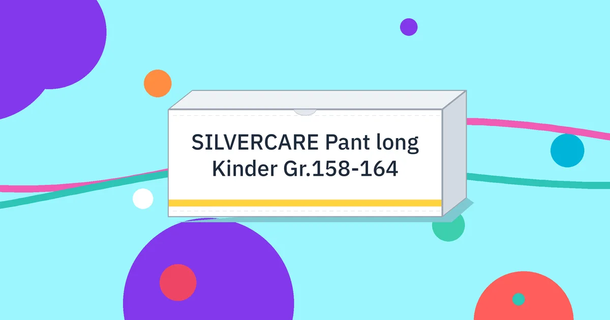 Symbolbild: Packung mit der Aufschrift SILVERCARE Pant long Kinder Gr.158-164 (PZN 01110587) – Verfügbarkeit und Bezug in Apotheken in Frankfurt am Main