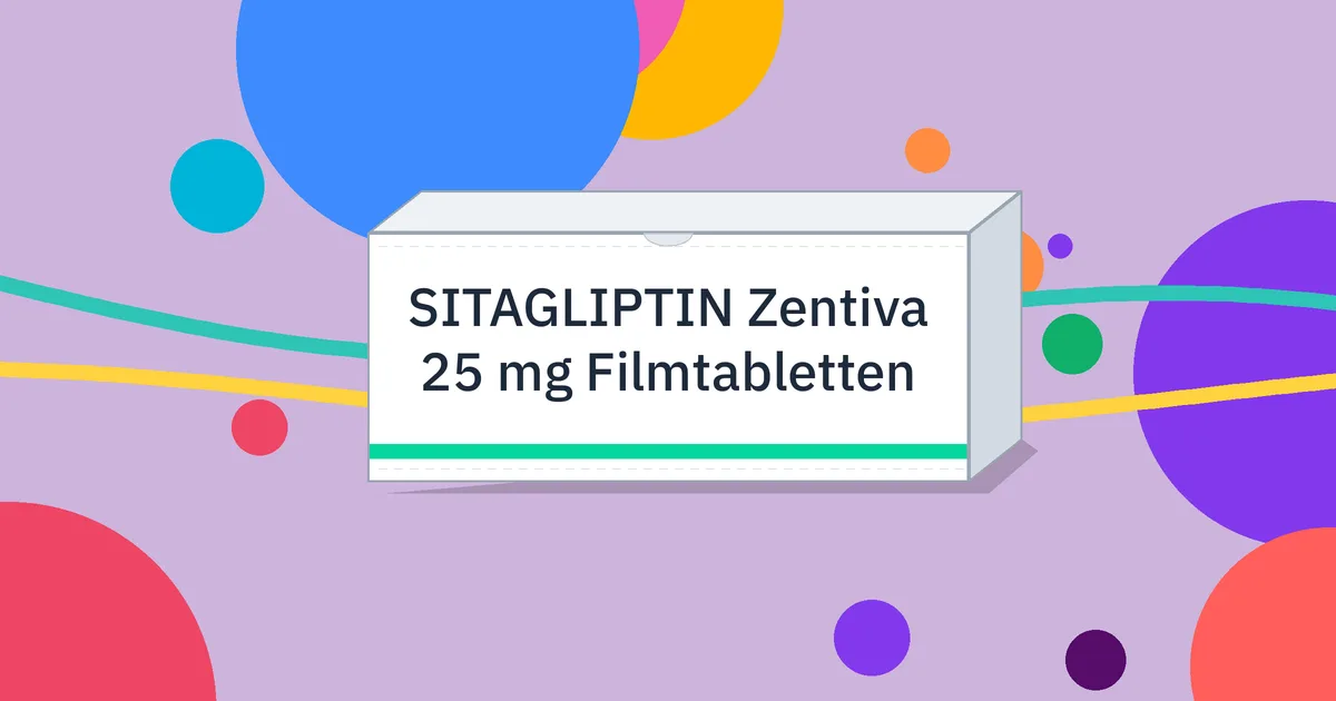 Symbolbild: Packung mit der Aufschrift SITAGLIPTIN Zentiva 25 mg Filmtabletten (PZN 17599372) – Verfügbarkeit und Bezug in Apotheken in Frankfurt am Main