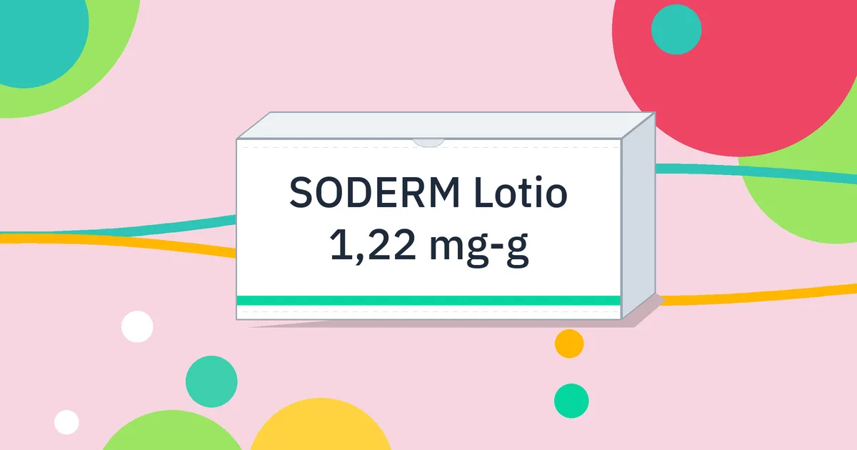 Symbolbild: Packung mit der Aufschrift SODERM Lotio 1,22 mg-g (PZN 00165296) – Verfügbarkeit und Bezug in Apotheken in Frankfurt am Main