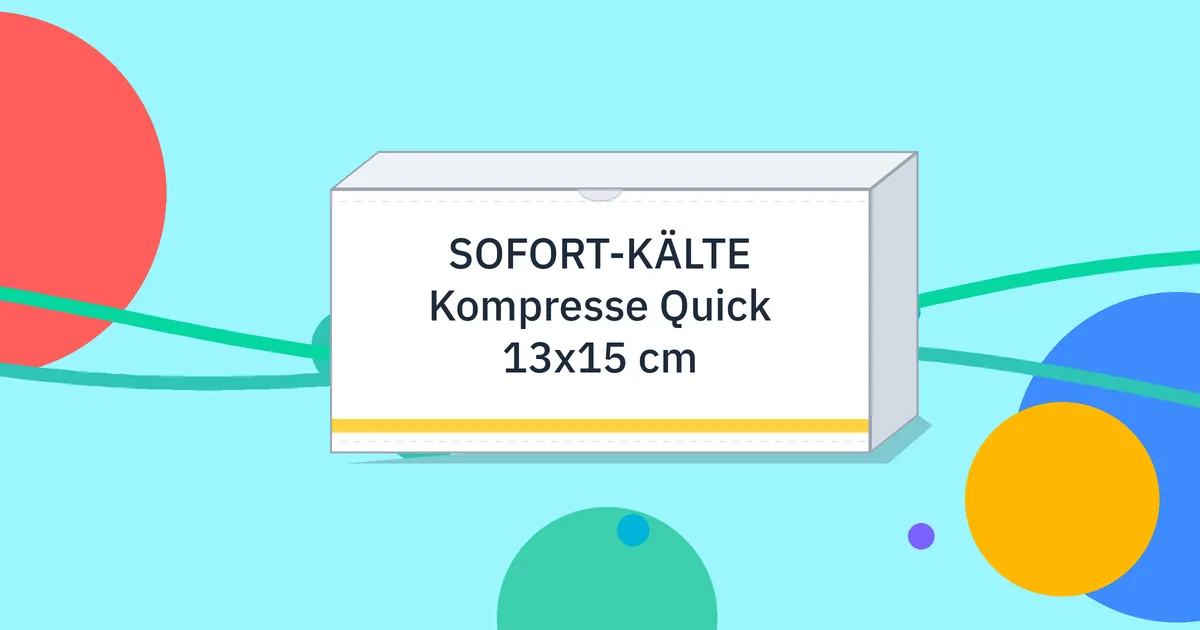 Symbolbild: Packung mit der Aufschrift SOFORT-KÄLTE Kompresse Quick 13x15 cm (PZN 03277274) – Verfügbarkeit und Bezug in Apotheken in Frankfurt am Main